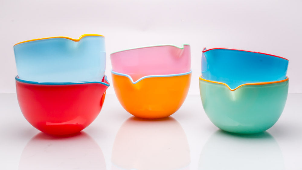 Shop Hand Blown Large Green Spouted Glass Pouring Bowls – The Dowry